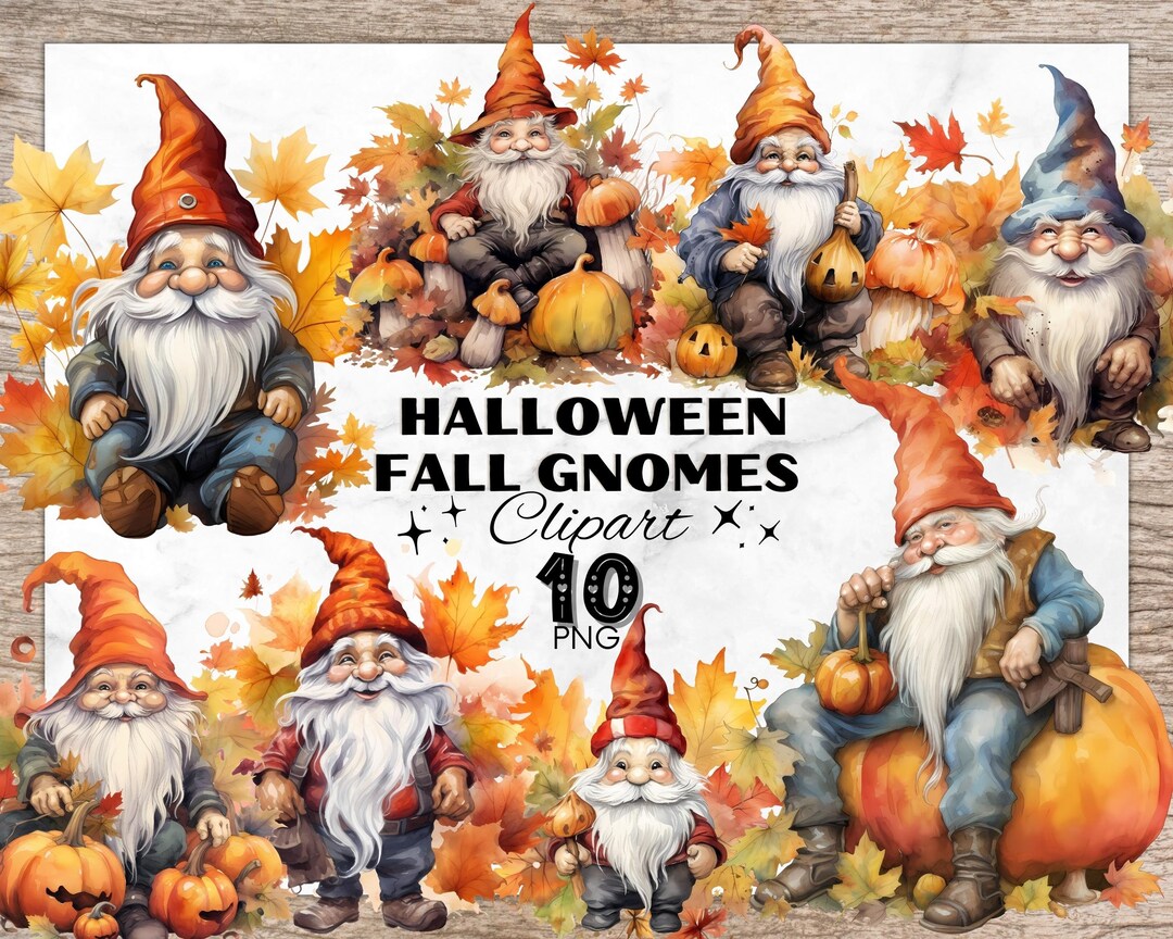 Watercolor Gnome Clipart, Fall Clipart Bundle, Autumn Gnomes Clipart ...
