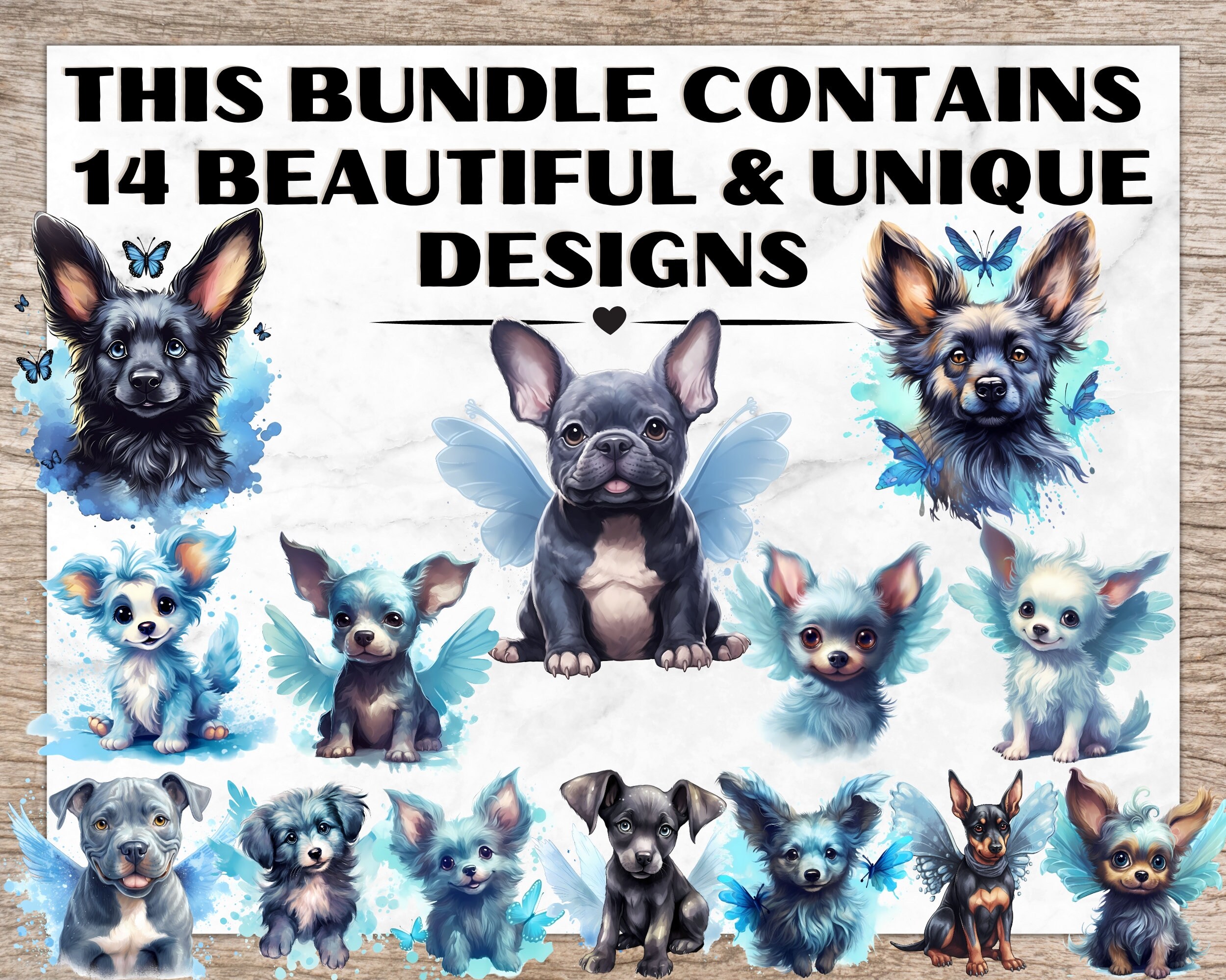 Angel Dogs Bundle, Watercolor Clipart PNG, Dog Cliparts, Kids Nursery ...