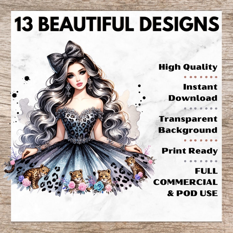 Princess Clipart Bundle, Digital Illustrations With Bows Clip Art Set ...