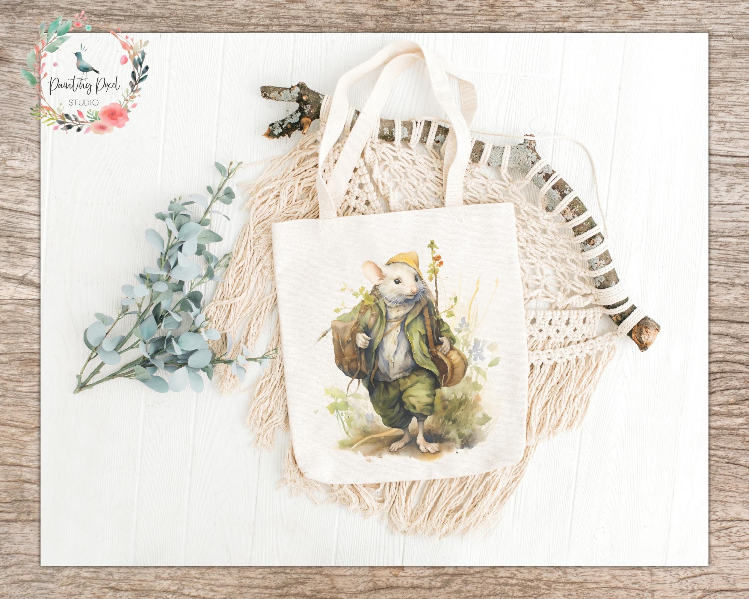 Hiking Rat Watercolor Clipart, White Rat Cliparts, Wanderlust Clipart ...