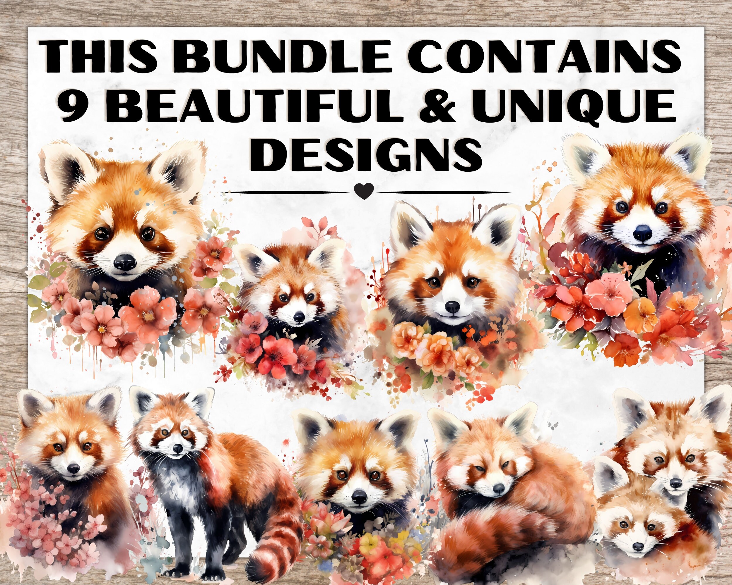 Red Panda Watercolor Clipart Cute Animal Cliparts Panda - Etsy