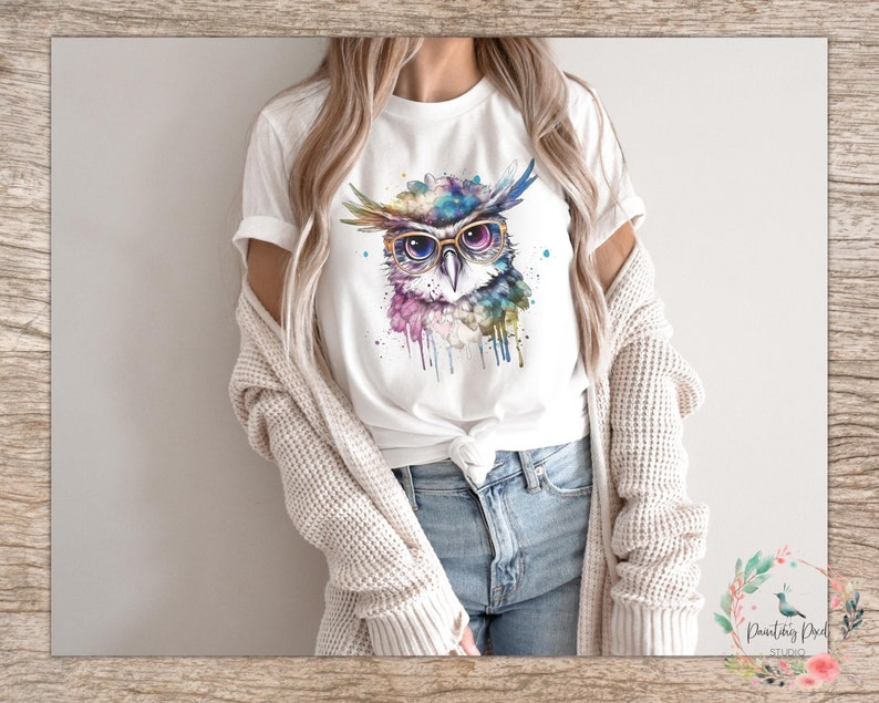 Colorful Owls With Glasses, Watercolor Clipart PNG, Owl Cliparts, Cute ...