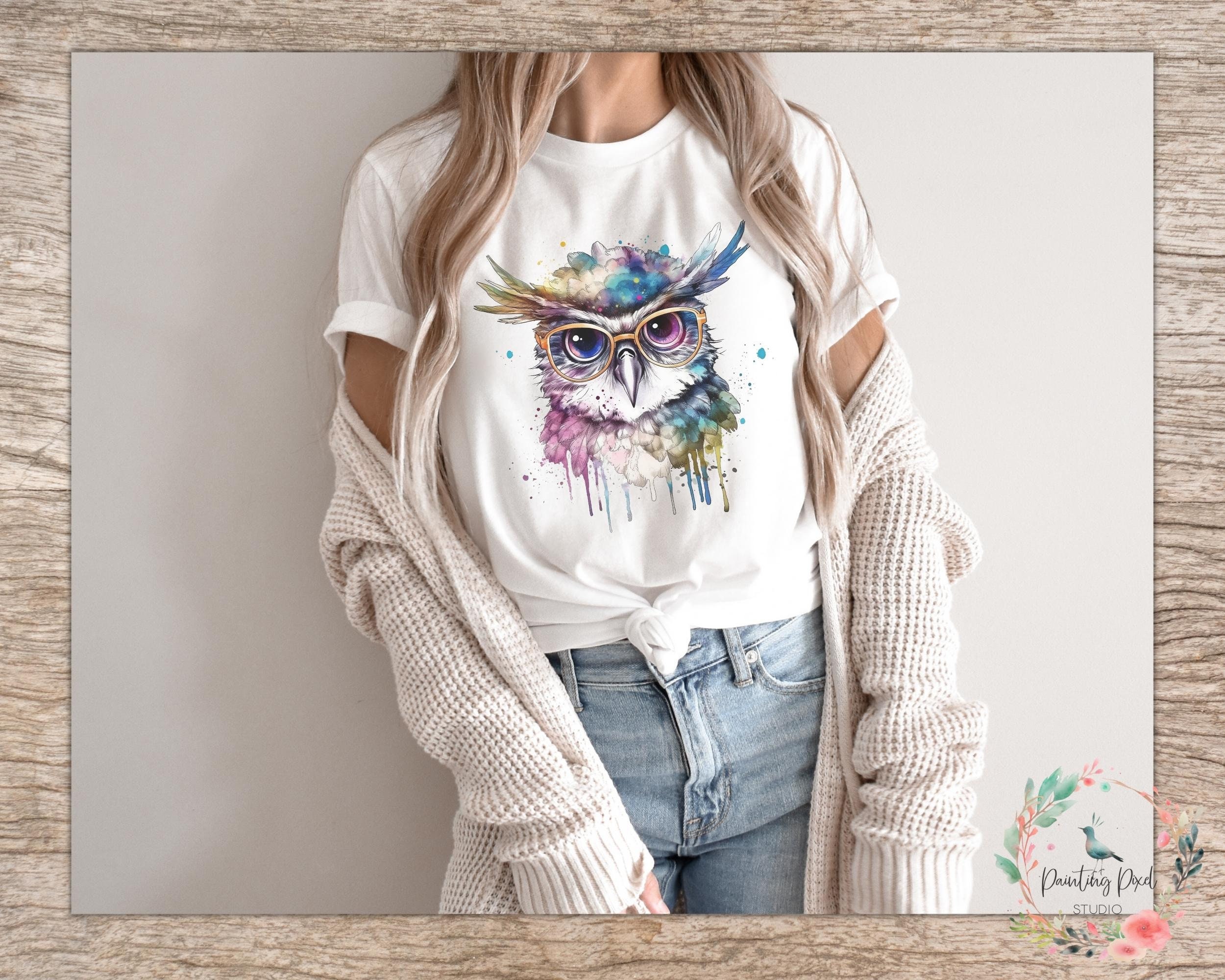 Colorful Owls With Glasses, Watercolor Clipart PNG, Owl Cliparts, Cute ...