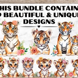 Cute Tiger Bundle, Watercolor Clipart, Tiger Baby Clipart, Boho Tiger ...