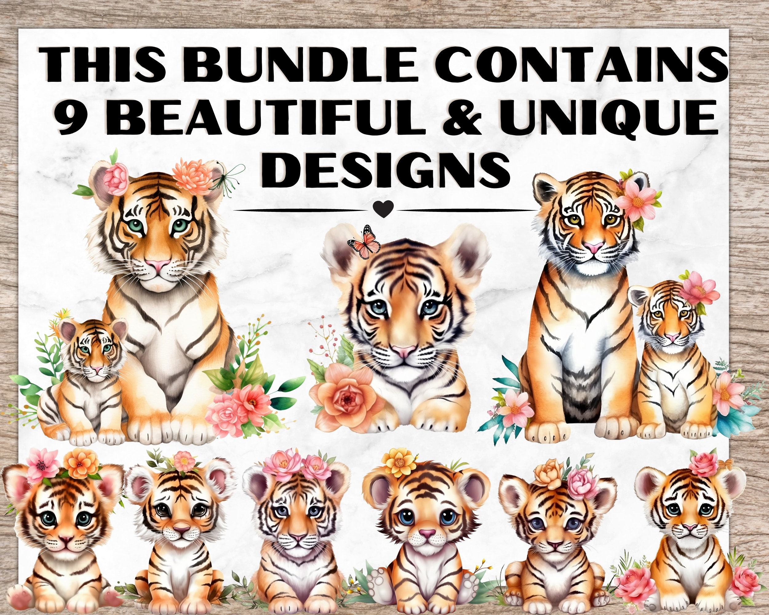 Cute Tiger Bundle Watercolor Clipart Tiger Baby Clipart - Etsy