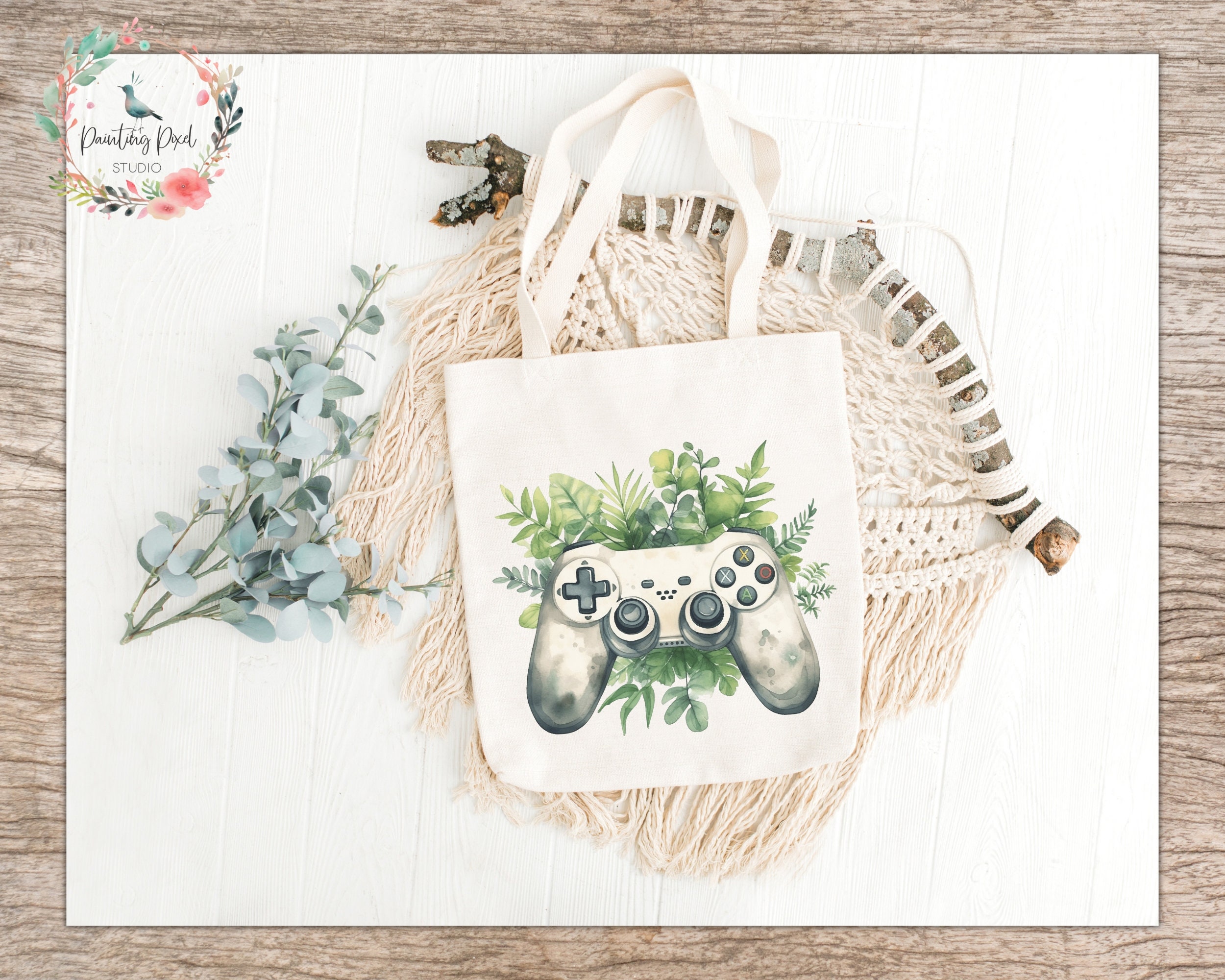 Floral Gaming Controller Watercolor Clipart, Gaming PNG, Watercolor ...