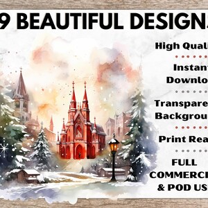 Festive Red Green White Christmas Watercolor Clipart, Christmas Clipart ...