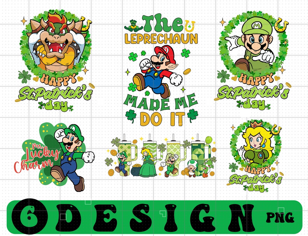 Super Mario St. Patrick's Day Png, Super Mario Shamrock Png, Lucky ...