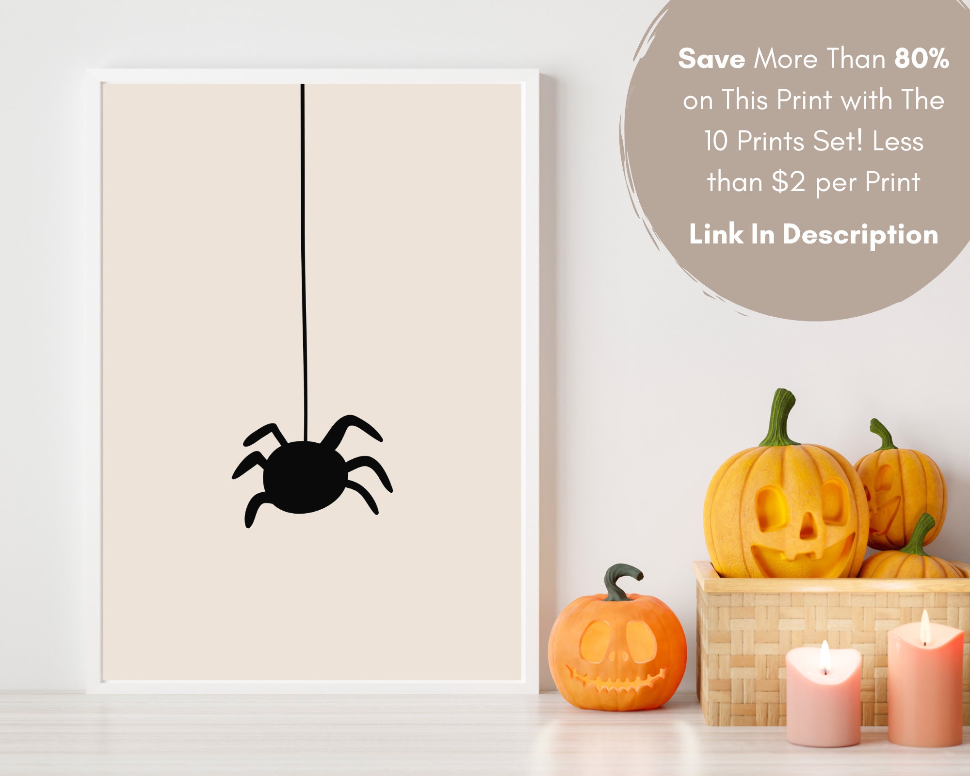 Hanging Spider Wall Art, Spider Print Halloween Print, Halloween Decor ...