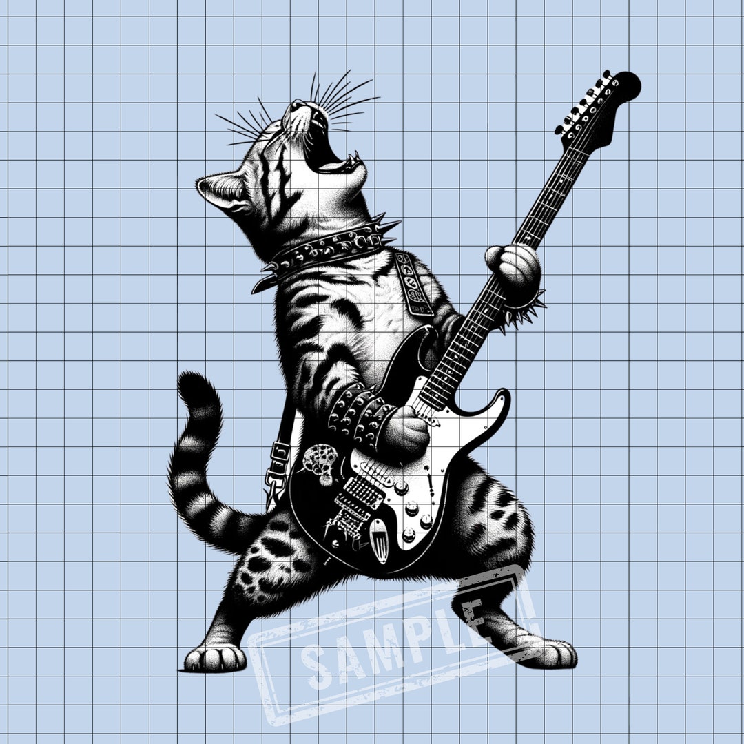 Rock Cat Playing Guitar Png, Funny Guitar Cat Png, Cat Lover Png ...