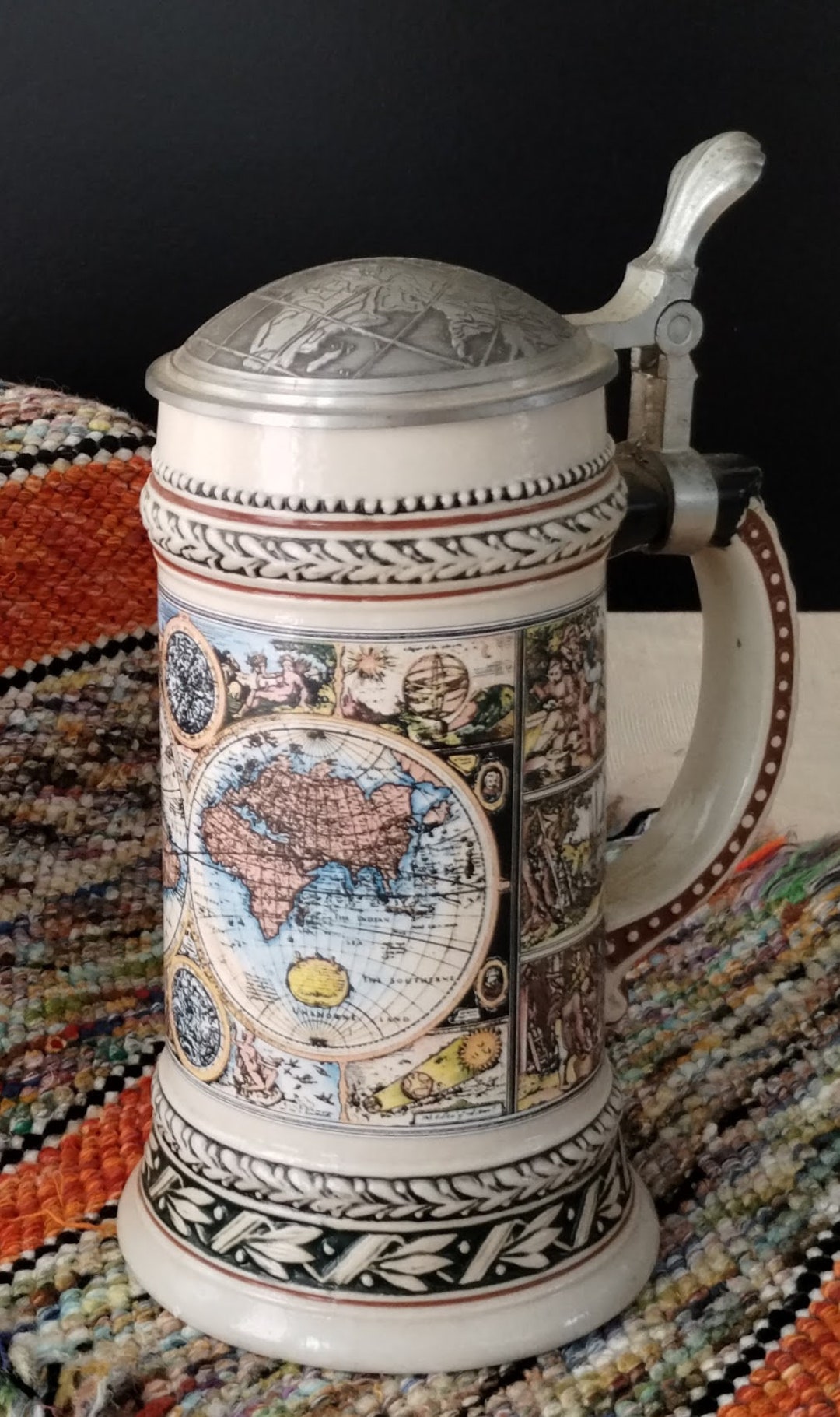 Old World Map Beer Stein Gerz Hard to Find - Etsy