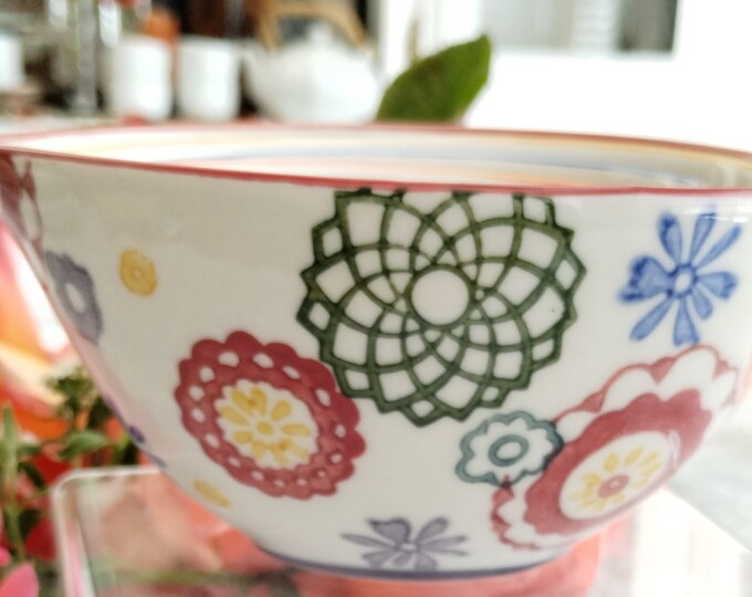 Pier One Nesting Measuring Cups Oval Stoneware Zinnia Ceramic Boho ...