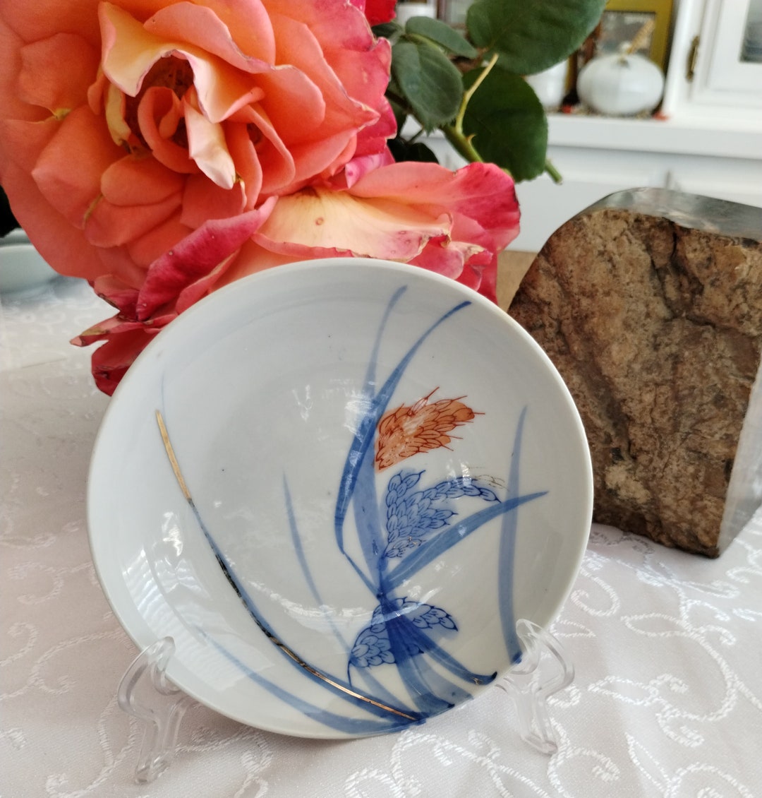 Bone China Japan Bamboo Pattern Handpainted Dipping Plates Vintage 5 1/ ...