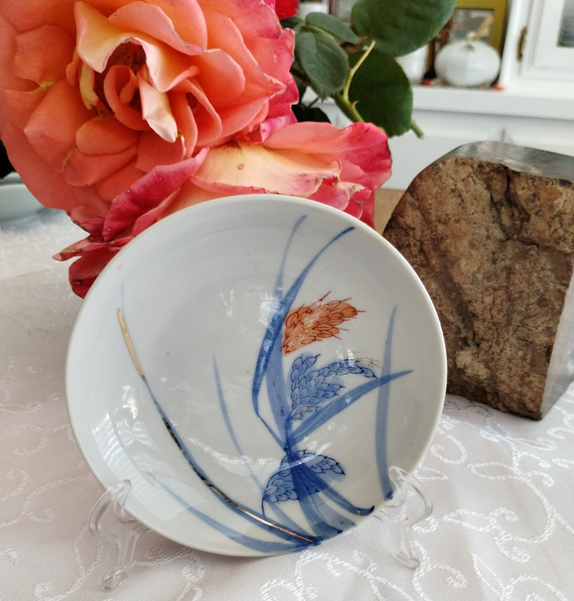 Bone China Japan Bamboo Pattern Handpainted Dipping Plates Vintage 5 1/ ...