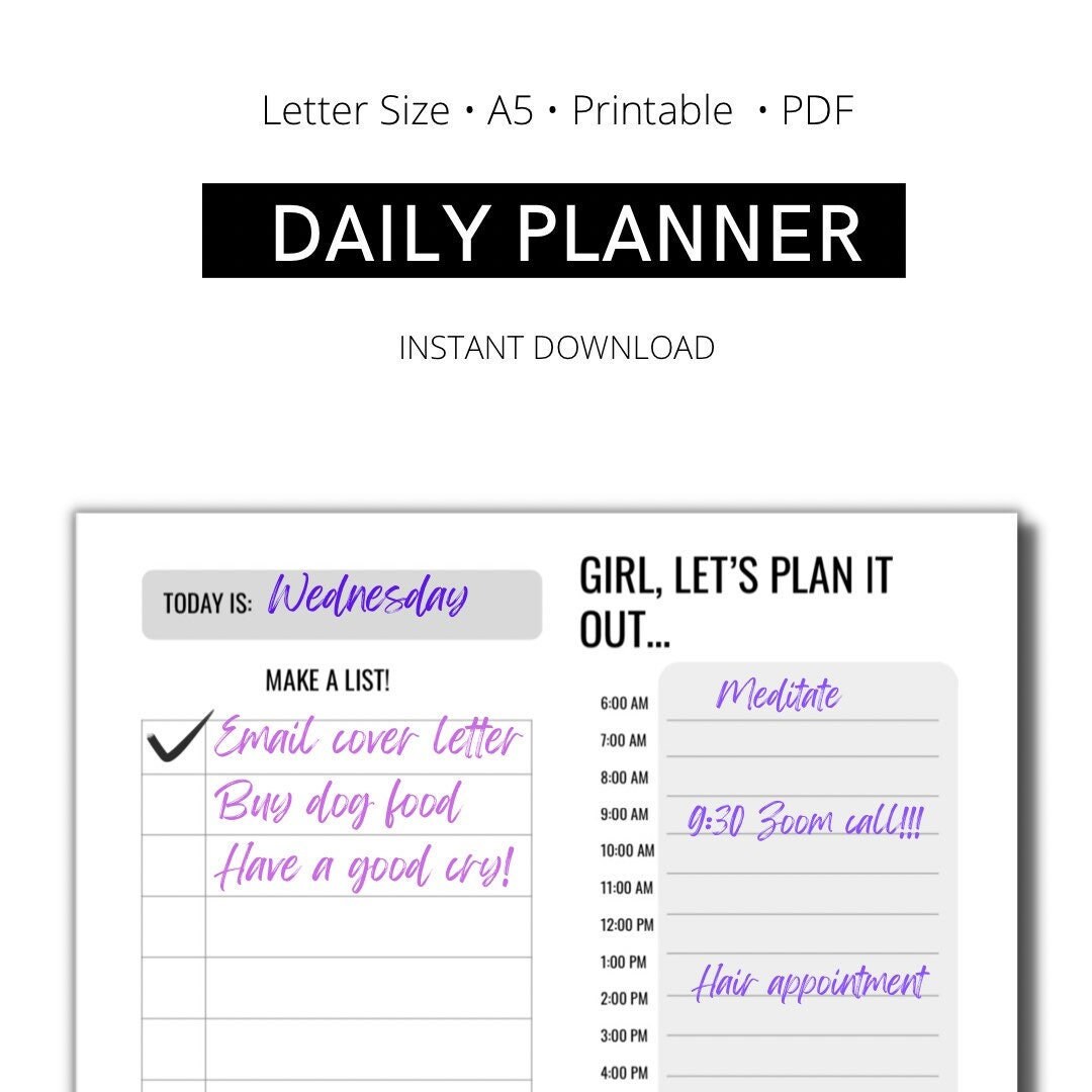 Daily Planner | A5 | Planner Paper | Printable Notes Page | Printable ...