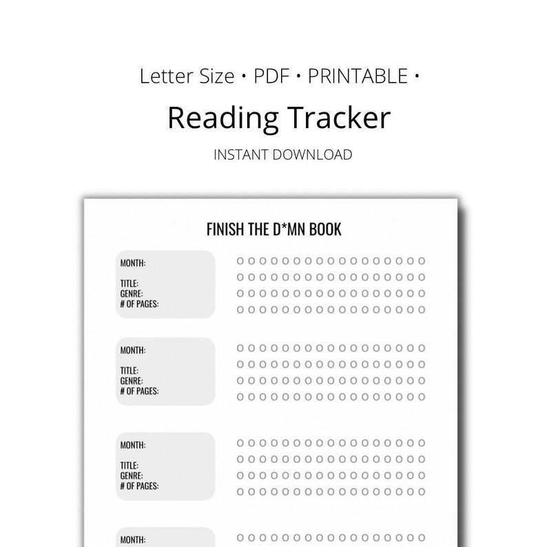 Reading Tracker Reading Log Printable Book Tracker - Etsy
