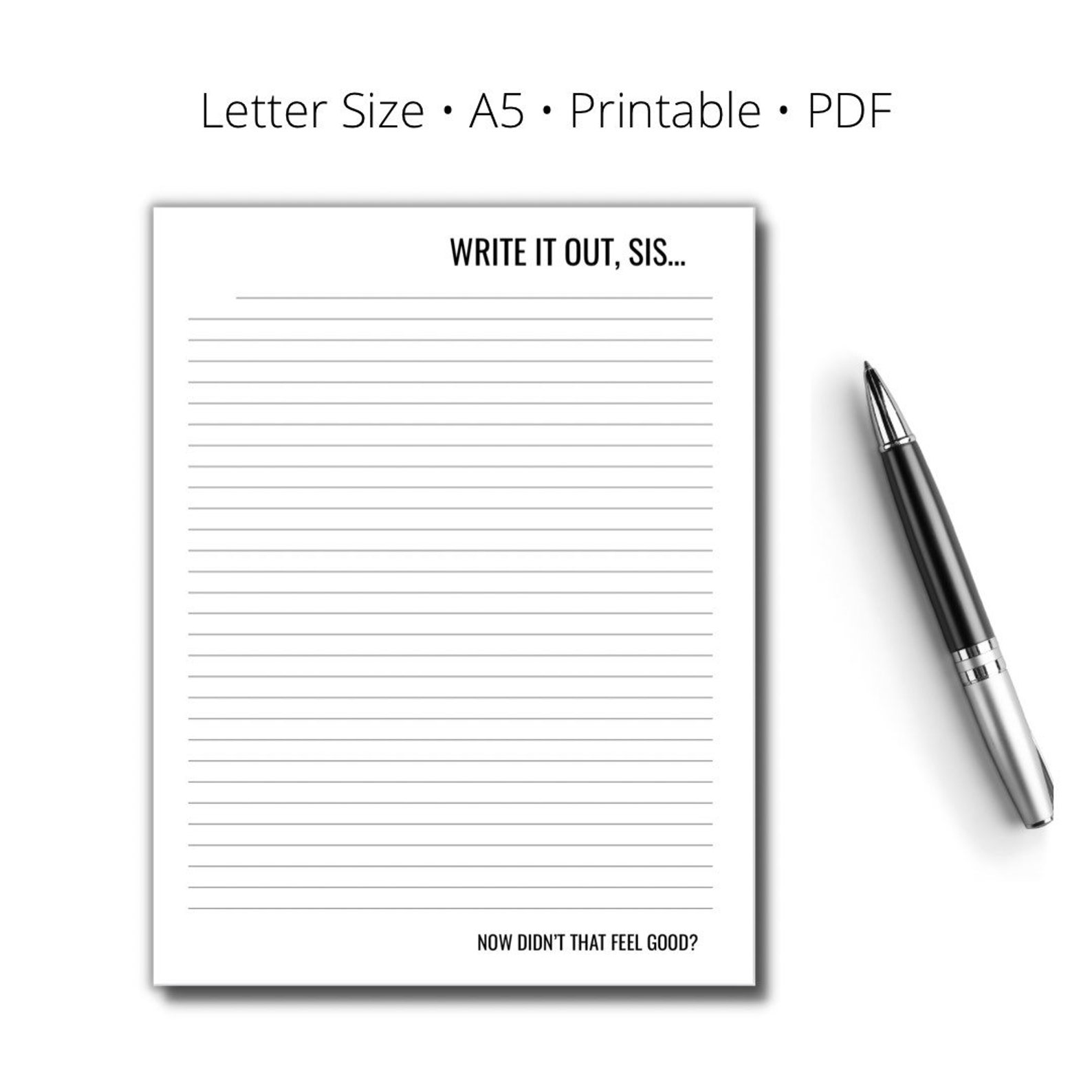 Planner Basics A5 Writing Paper Printable Notes Page Printable Note ...