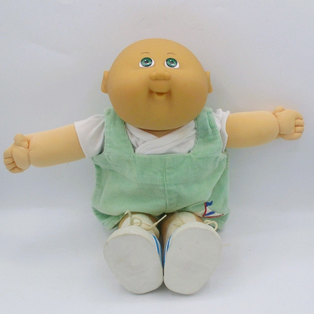 Vintage 1984 Cabbage Patch Doll Bald Green Eyes CPK Shoes Socks and ...