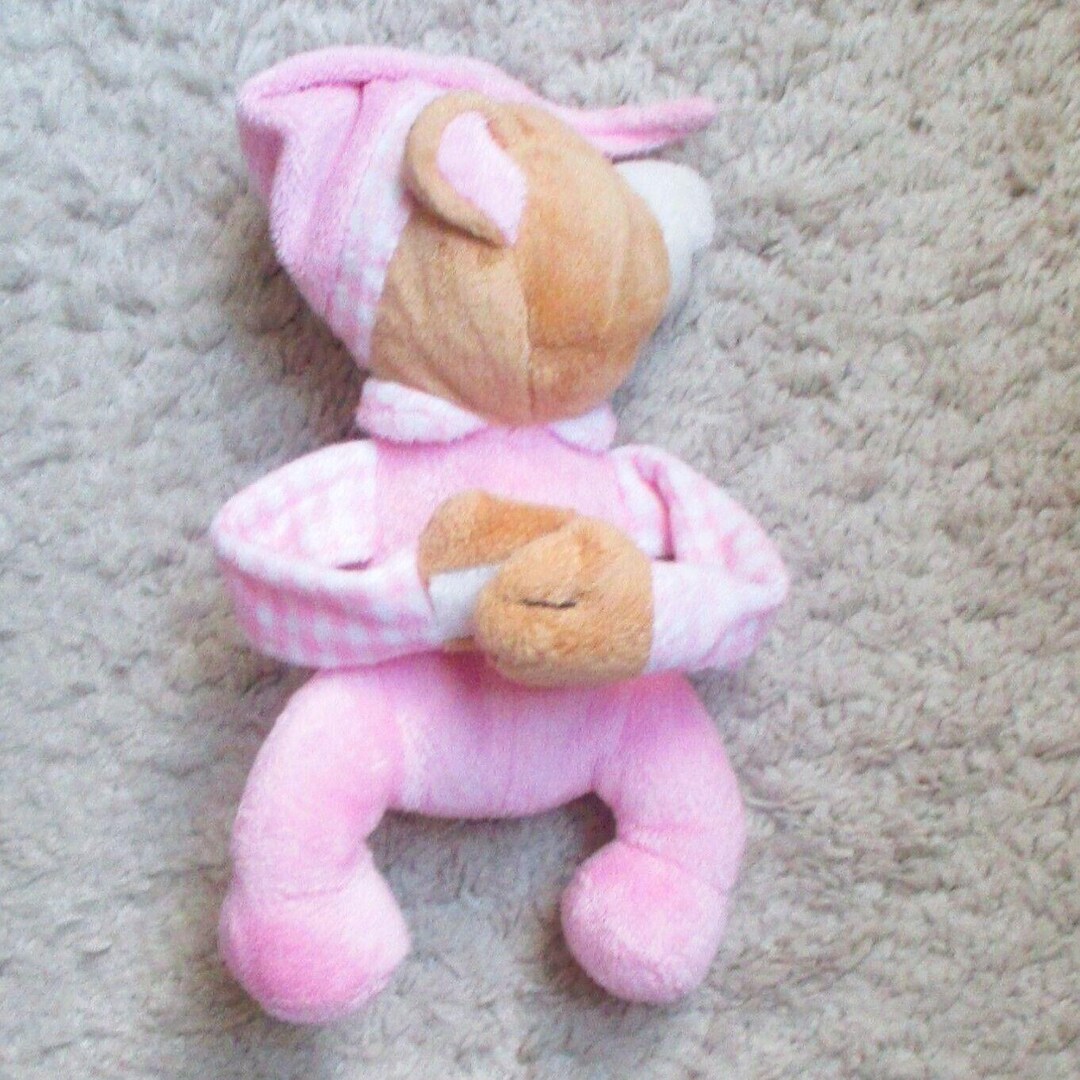 Hanging Crib Plush Teddy Bear Pink Pajamas Nightcap Snuggly - Etsy