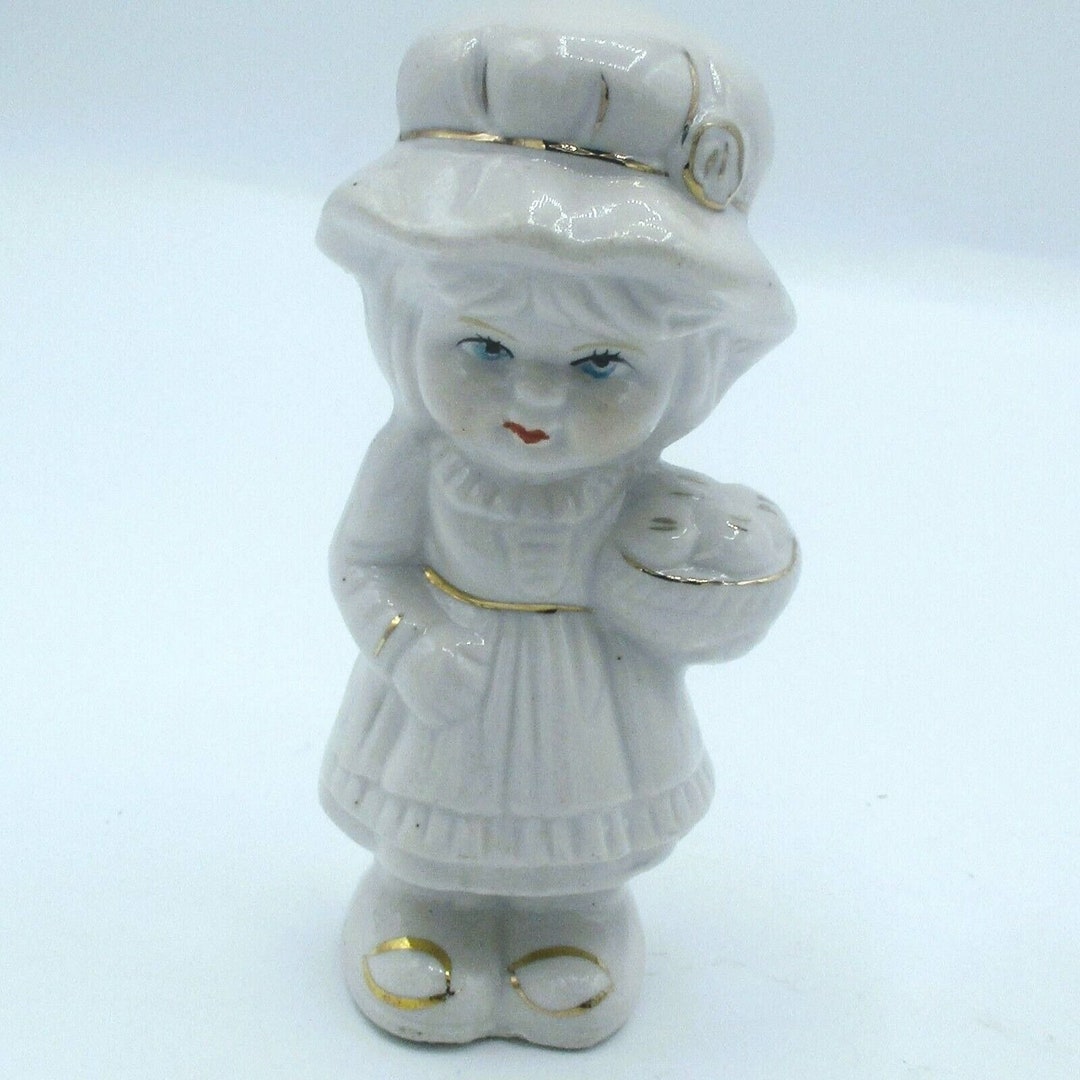 Little Girl Figurine Bonnet Bread Basket 4.5 White Gold - Etsy