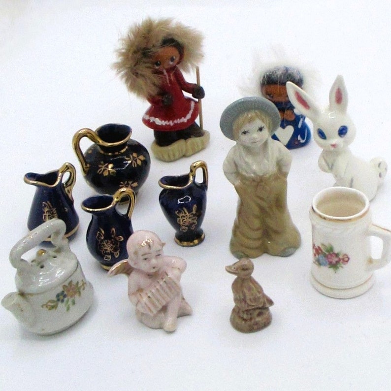 Vintage Ceramic Figurine Collection Set of 12 Miniatures Signed Becky ...