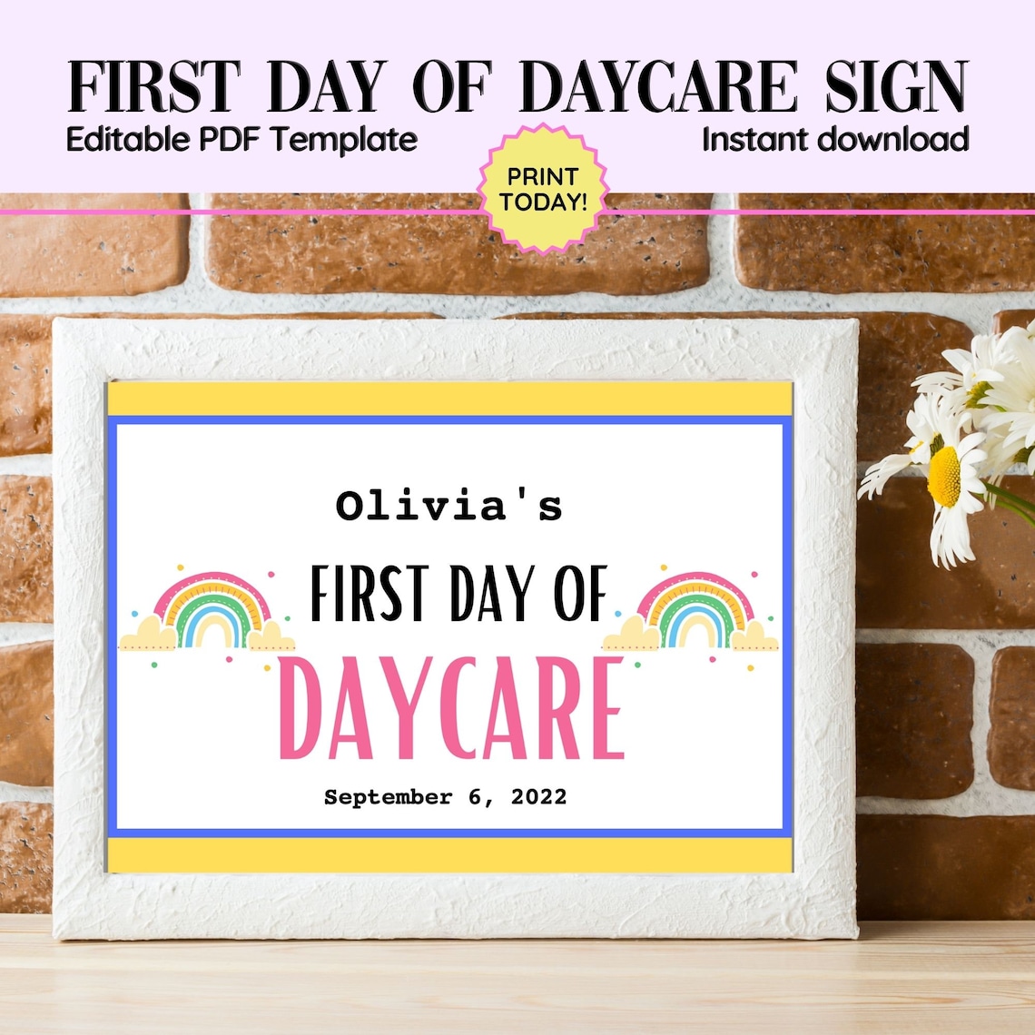 First Day of Daycare, Printable Sign, Daycare Sign, First Day Sign ...