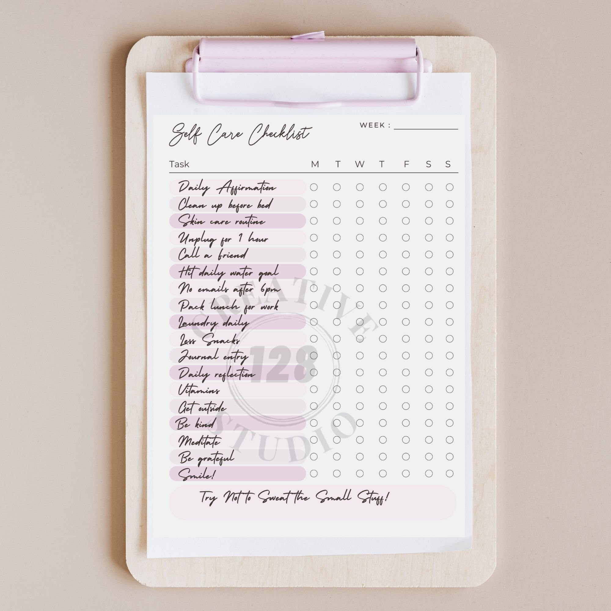 Self Care Checklist, Selfcare Daily Sheet, Printable Digital PDF ...