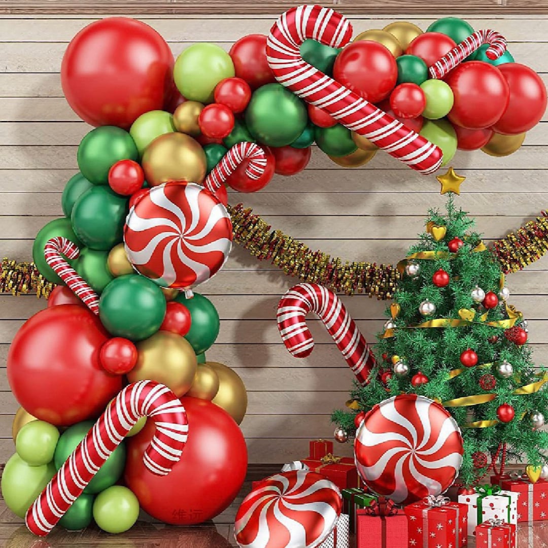 Christmas Balloon Garland/ Candy Cane Balloon Arch Kit/ Green and Red ...