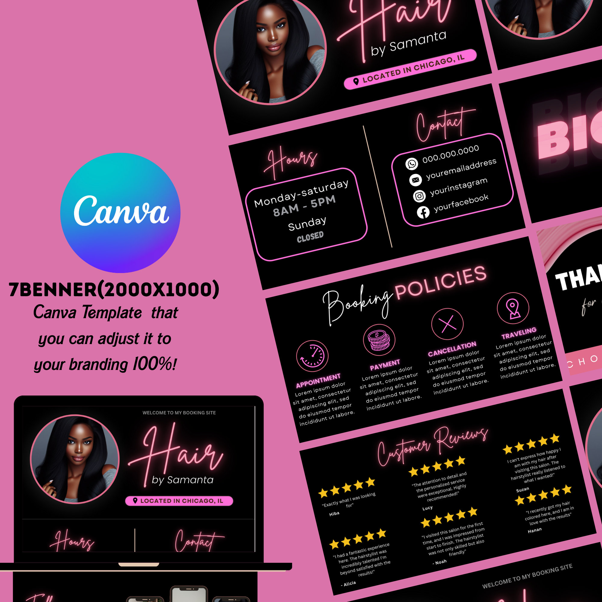 Hair Stylist Acuity Scheduling Template Hair Stylist Branding Hair ...