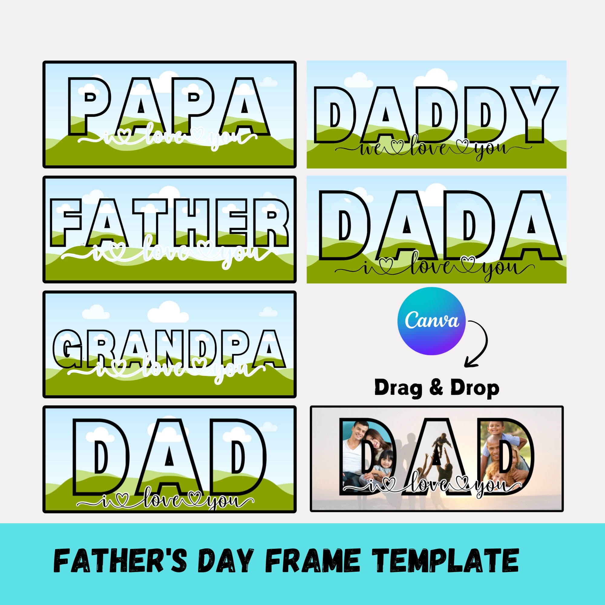 Daddy Canva Editable Frame Template, Papa Photo Frame, Daddy Photo ...