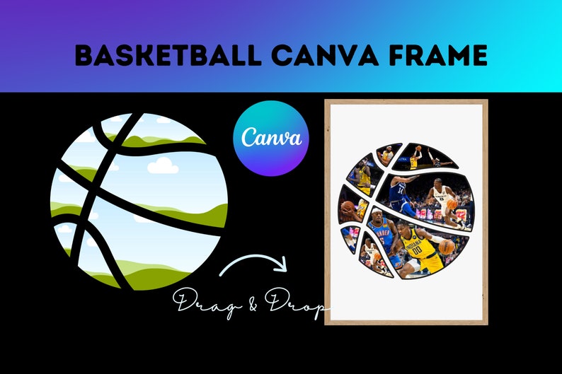 Basketball Photo Collage, Editable Canva Frame (PDF) - Etsy