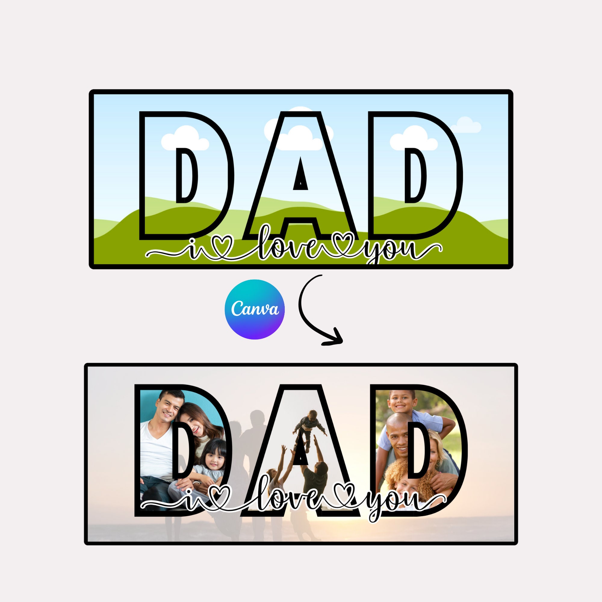 Daddy Canva Editable Frame Template, Papa Photo Frame, Daddy Photo ...