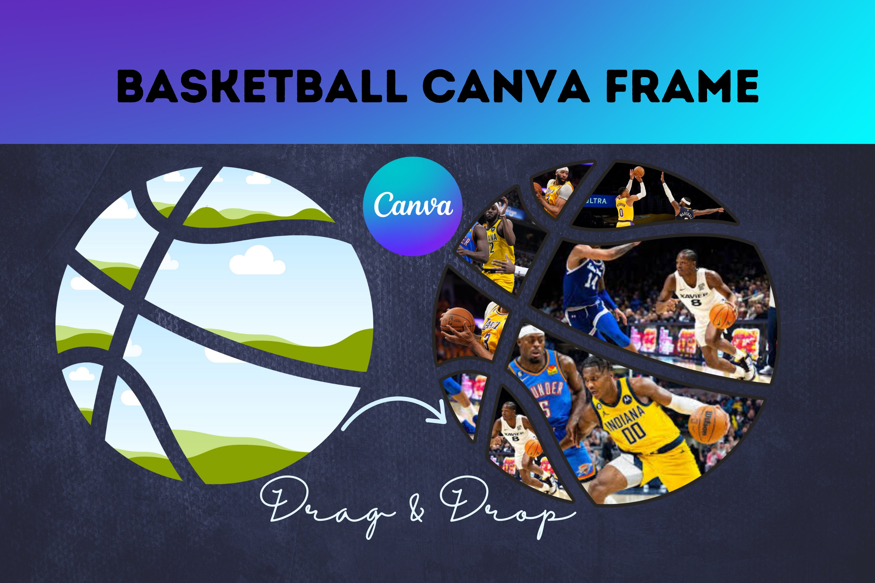 Basketball Photo Collage, Editable Basketball Canva Frame, Sports Photo ...