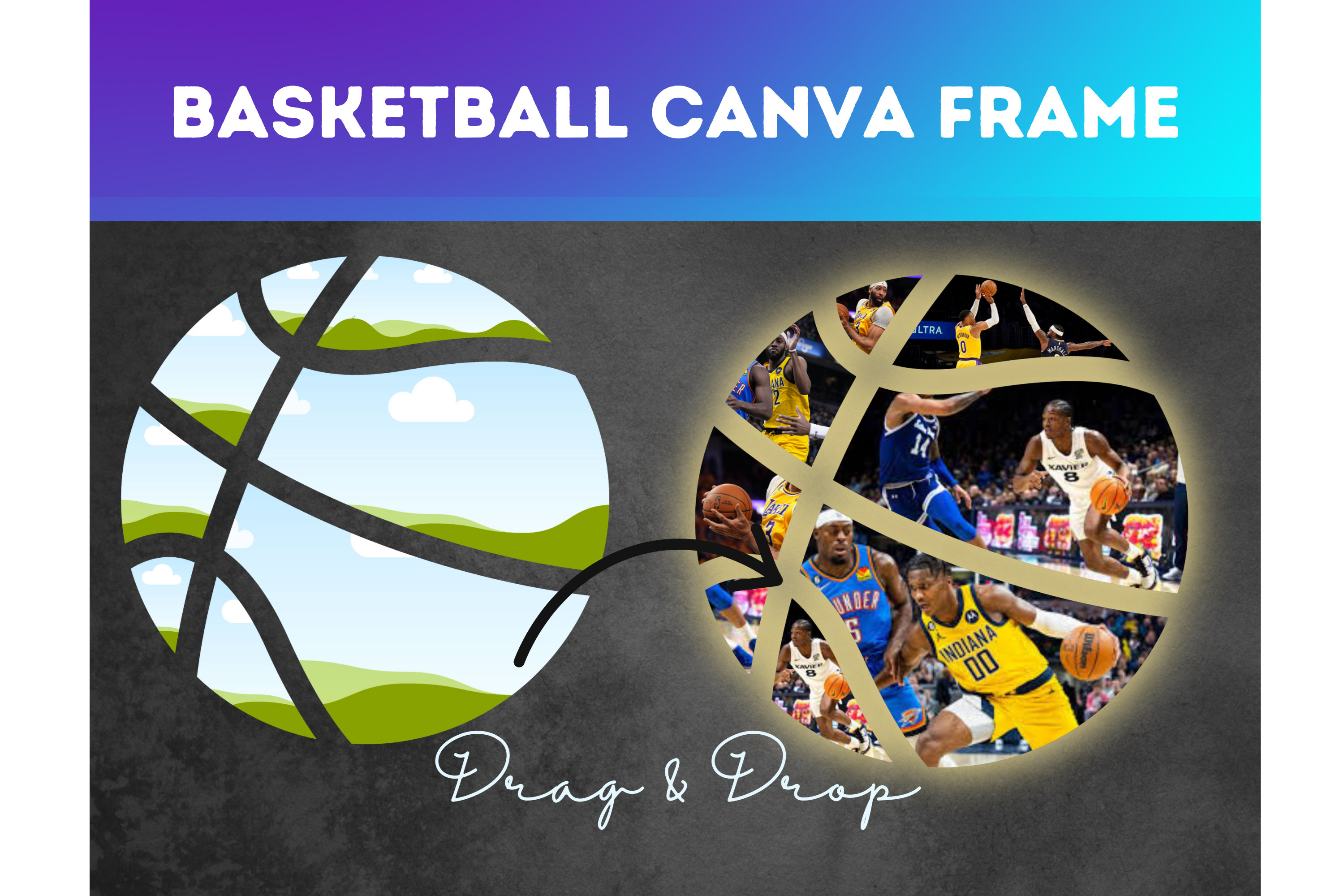 Basketball Photo Collage, Editable Basketball Canva Frame, Sports Photo ...
