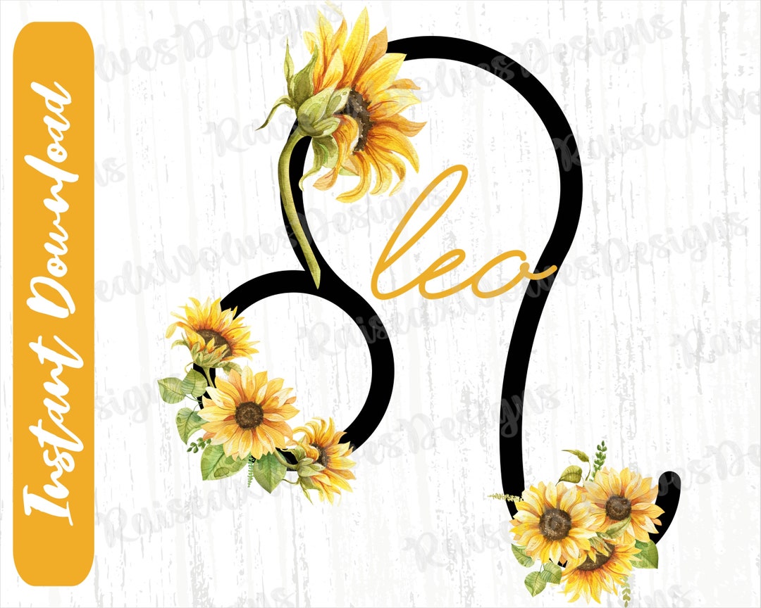 Leo Flower PNG | Zodiac Digital Clipart | Astrology Sign PNG Instant ...