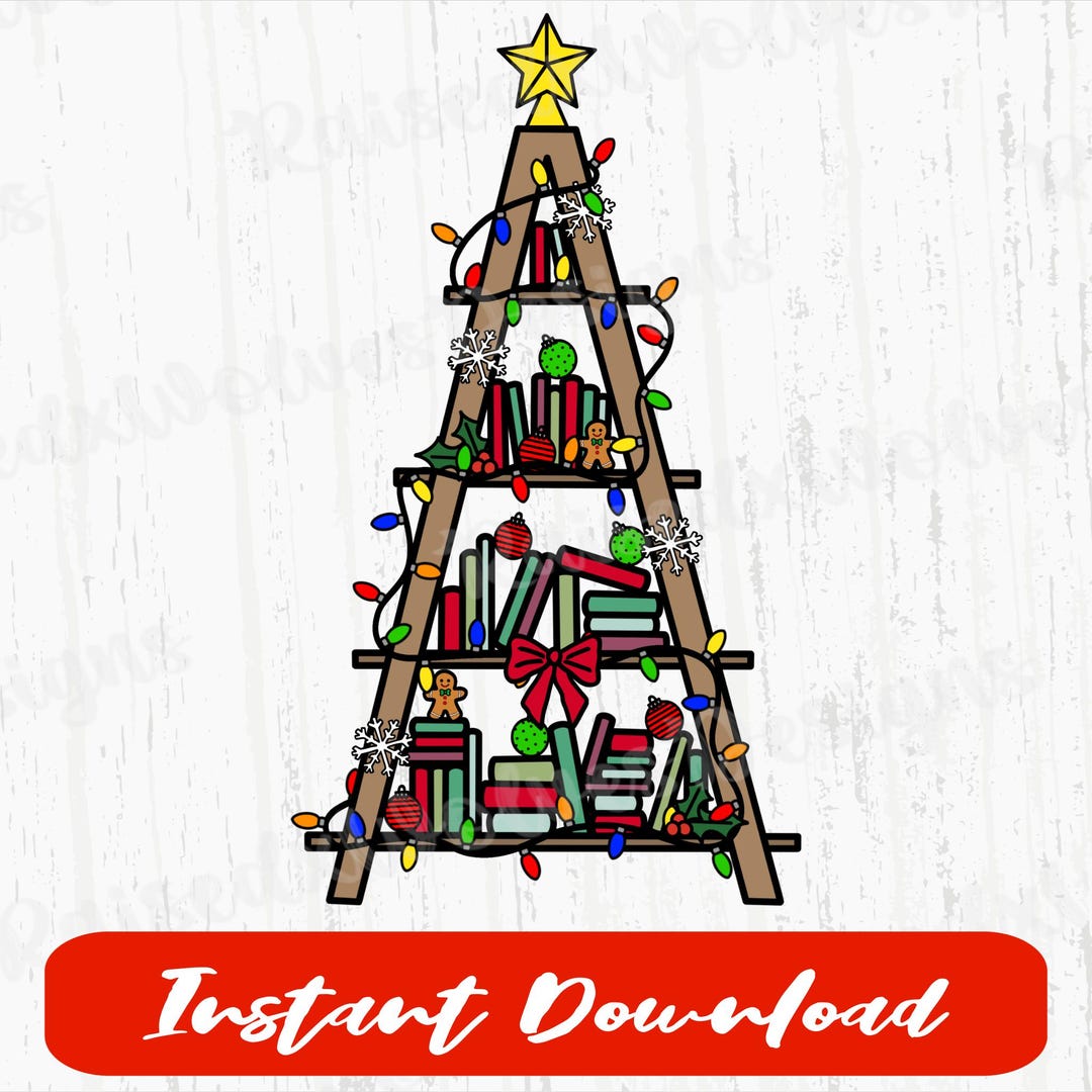 Christmas Bookshelf PNG | Holiday Reading Digital Clipart | Festive ...