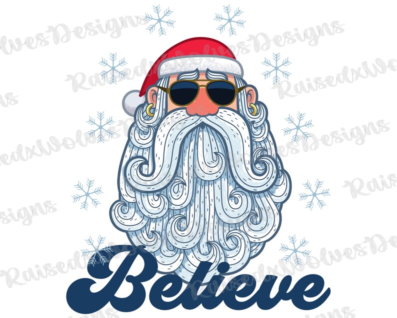 Believe PNG Hippie Santa Digital Clipart Christmas PNG - Etsy