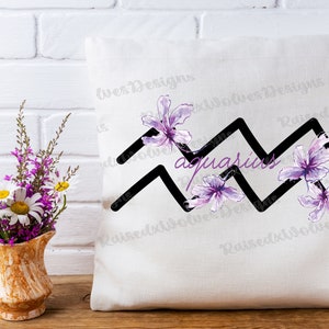 Aquarius Flower PNG | Zodiac Digital Clipart | Astrology Sign PNG ...