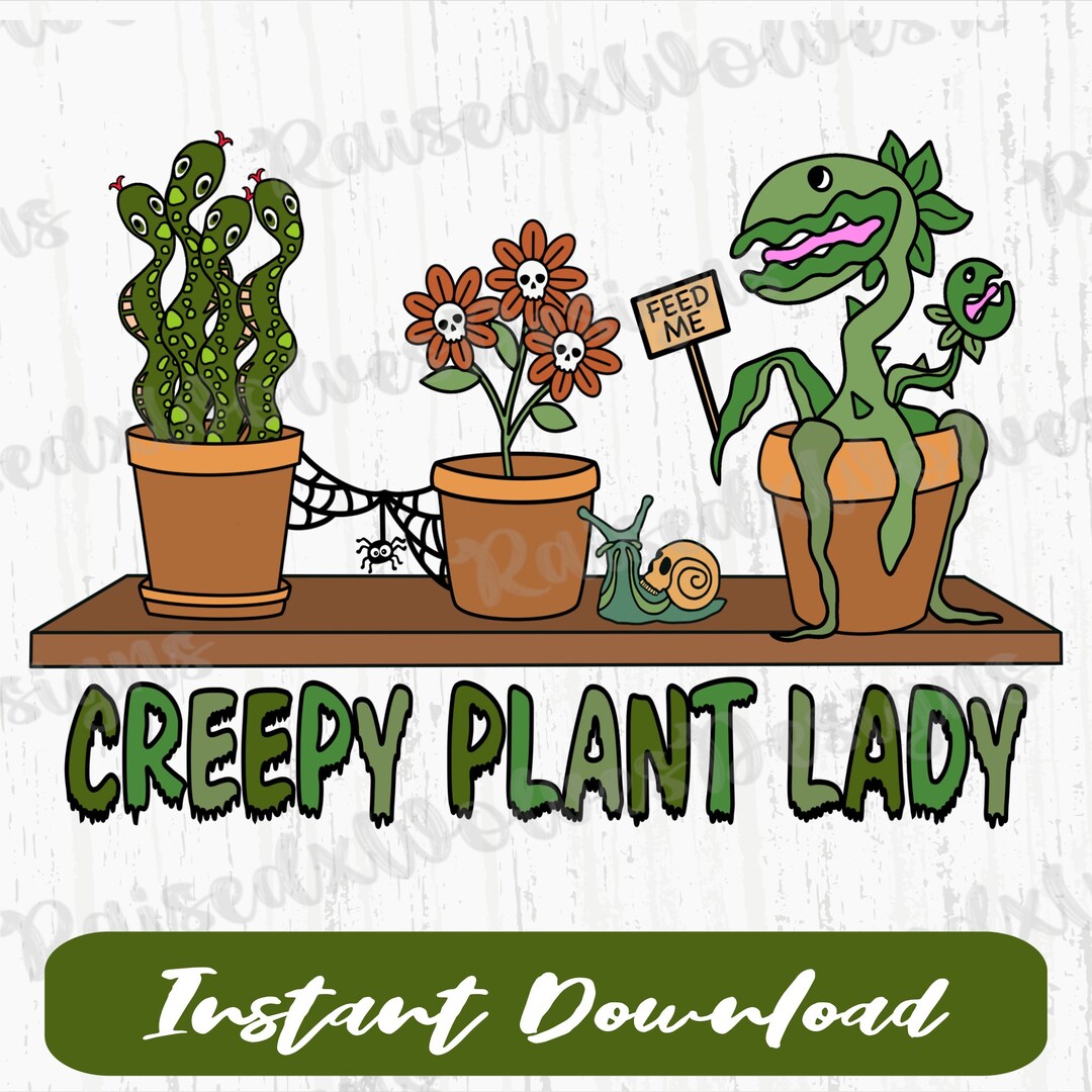 Creepy Plant Lady PNG | Spooky Plants Digital Clipart | Plant Mom PNG ...