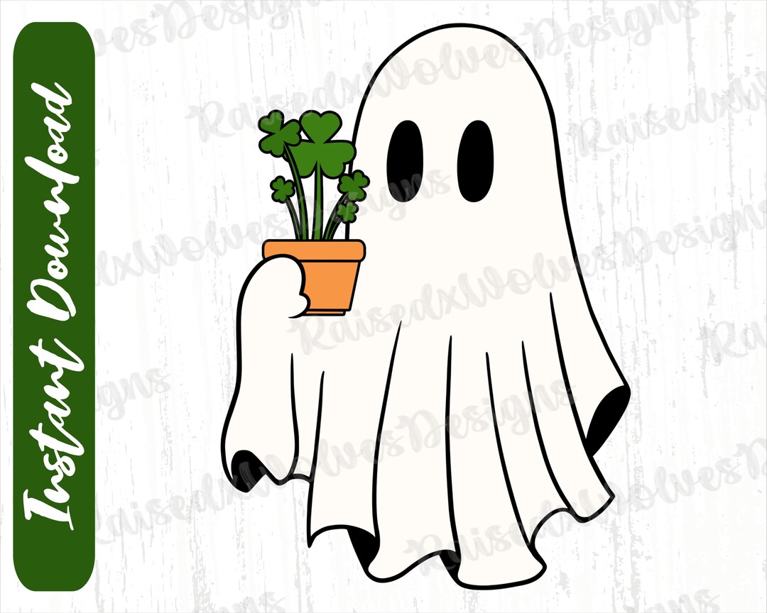 Shamrock Ghost Png | St Patricks Day Digital Clipart | Spooky Plants ...