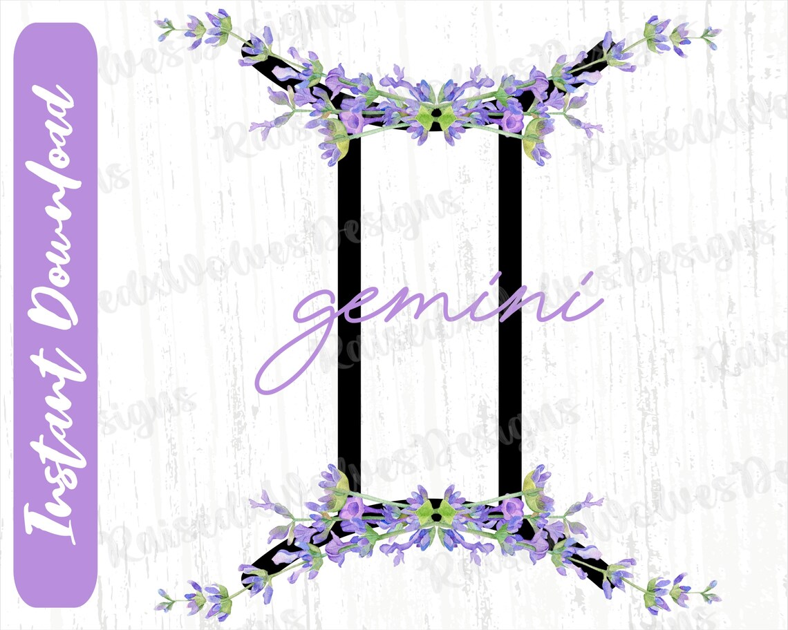 Gemini Flower PNG | Zodiac Digital Clipart | Astrology Sign PNG Instant ...