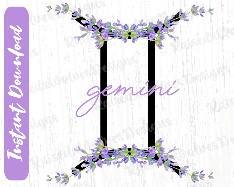 Gemini Flower PNG | Zodiac Digital Clipart | Astrology Sign PNG Instant ...