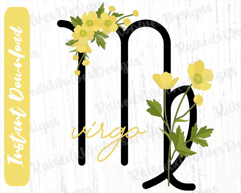 Virgo Flower PNG | Zodiac Digital Clipart | Astrology Sign PNG Instant ...