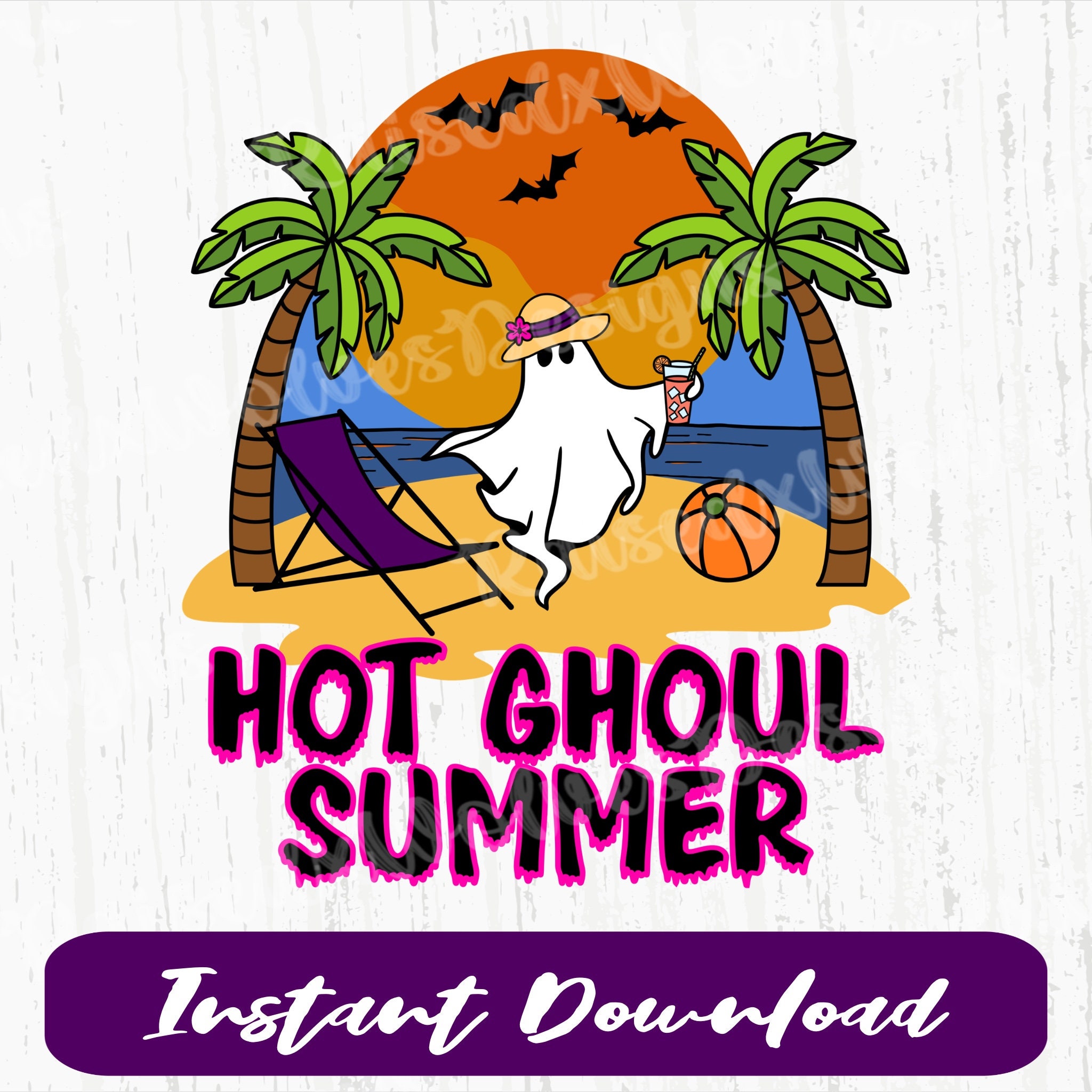 Hot Ghoul Summer PNG | Summertime Digital Clipart | Spooky Summer PNG ...
