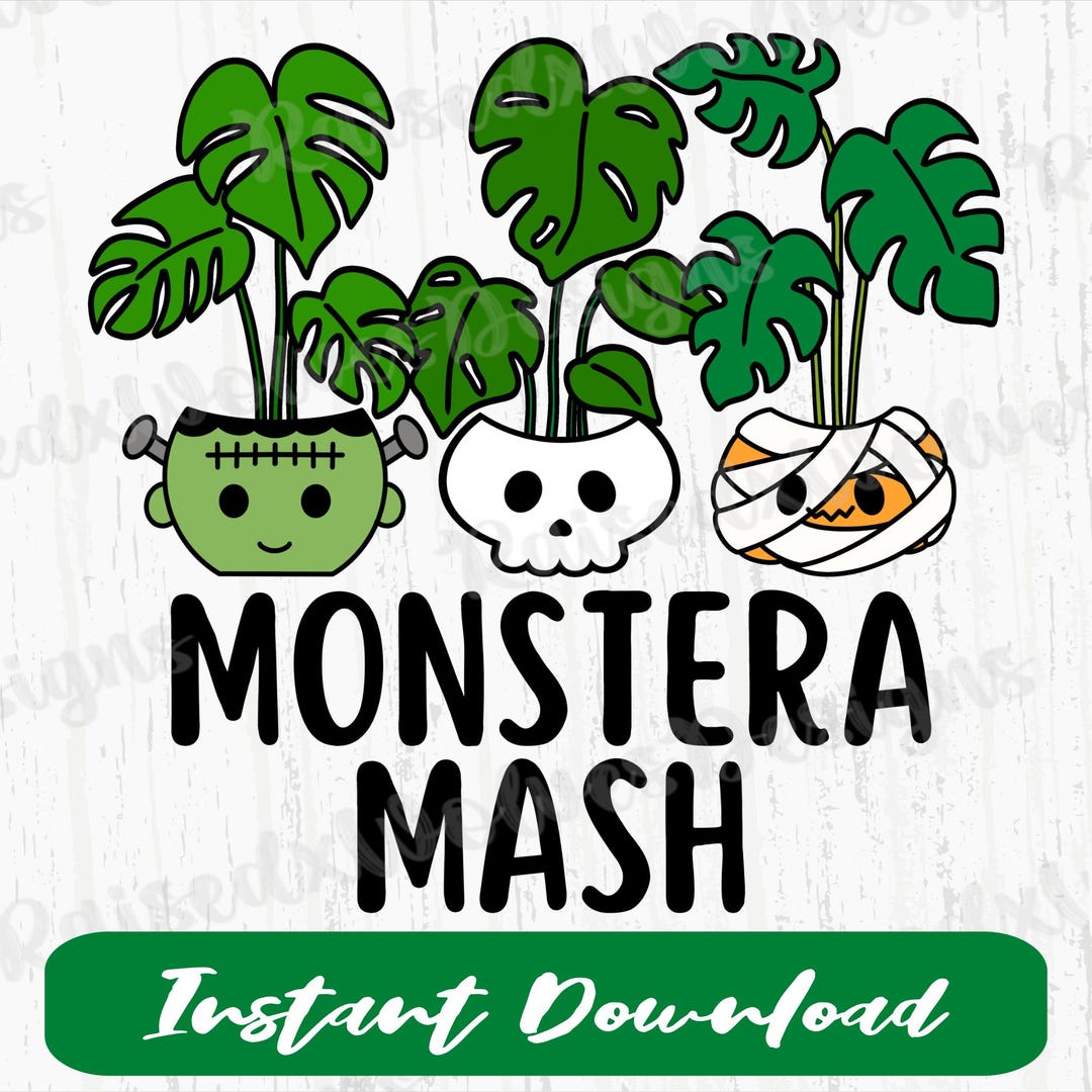 Monstera Mash PNG | Plant Lover Digital Clipart | Spooky Plants PNG ...