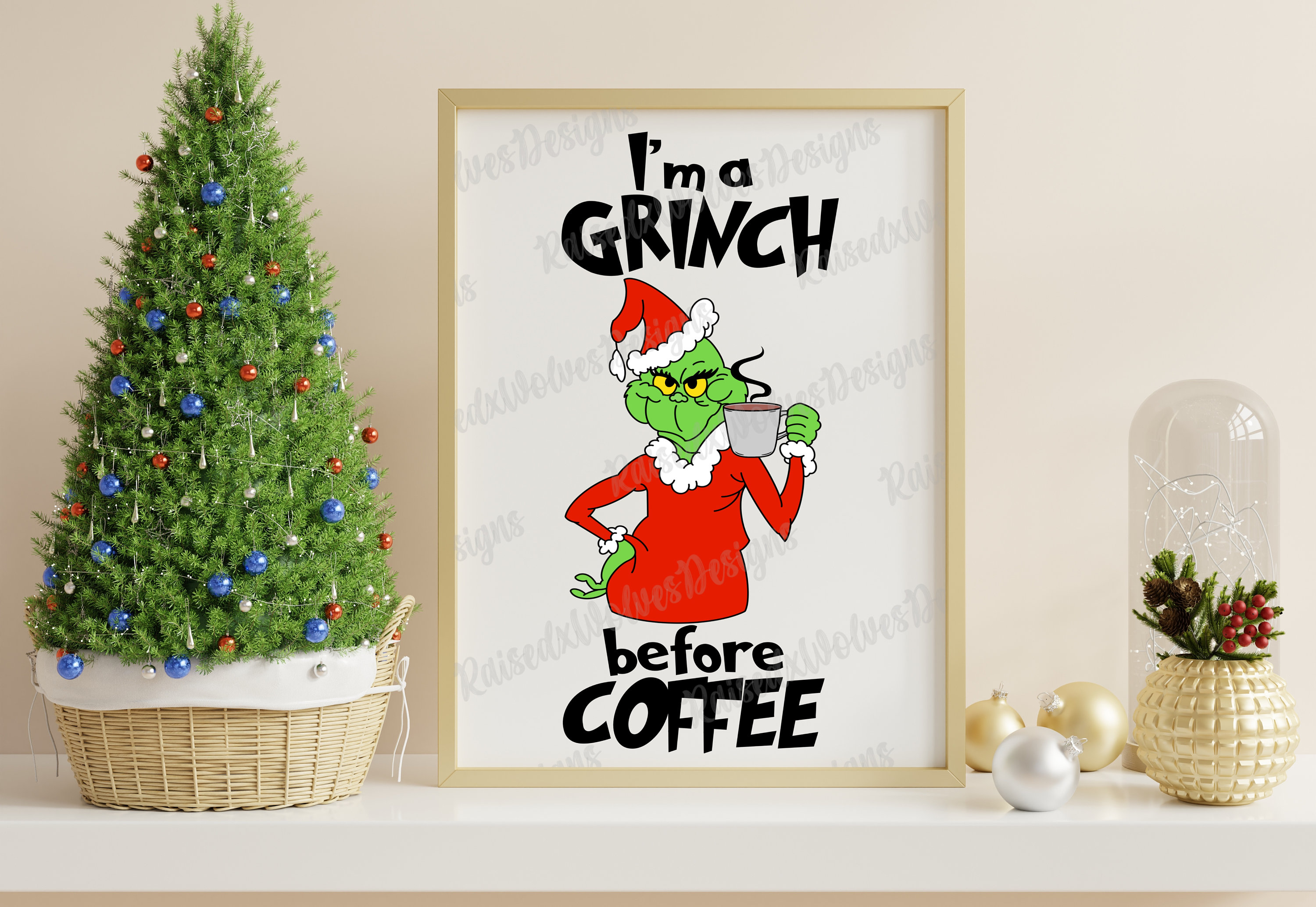 Im A Grinch Before Coffee PNG Christmas Digital Clipart Funny Coffee ...