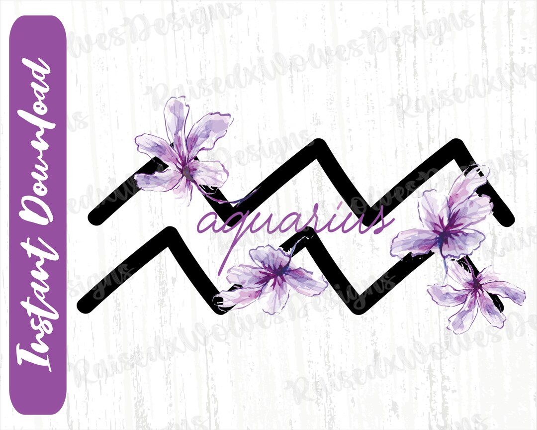 Aquarius Flower PNG | Zodiac Digital Clipart | Astrology Sign PNG ...