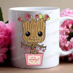 Valentines Baby Groot PNG | Pink Hearts Groot Digital Clipart | Cute ...