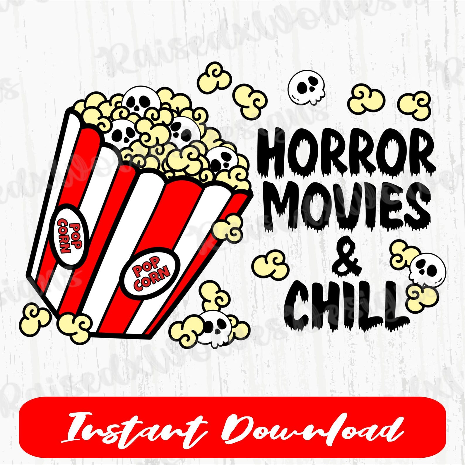 Horror Movies & Chill PNG | Spooky Season Digital Clipart | Skulls and ...