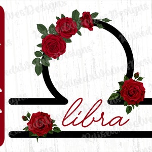 Libra Flower PNG | Zodiac Digital Clipart | Astrology Sign PNG Instant ...